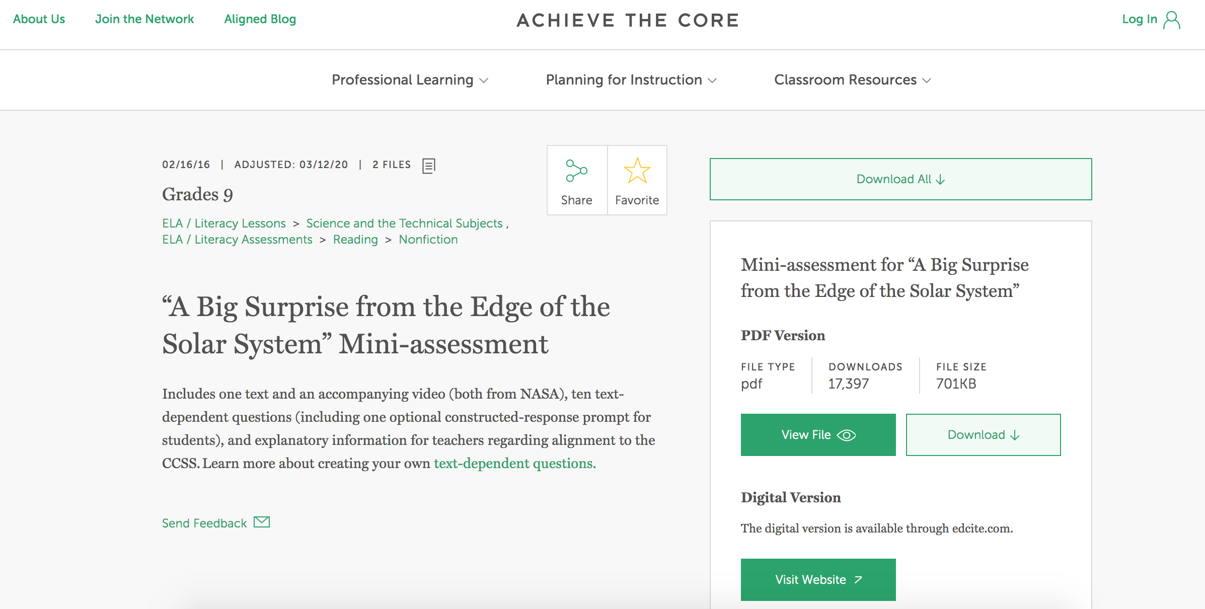 Ready-to-use assignments from Achieve the Core - Welcome to The Edcite Blog
